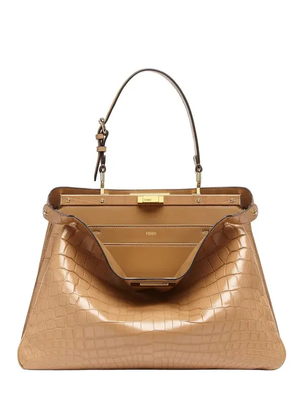 Fendi Peekaboo Soft Large Crocodile Bag - Beige