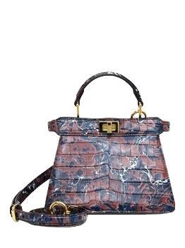 Fendi Peekaboo Iseeu Petite Crocodile Bag With Florentine Paper Motif - Multicolour