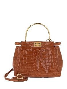 Fendi Peekaboo Mini Crocodile Bag - Brown