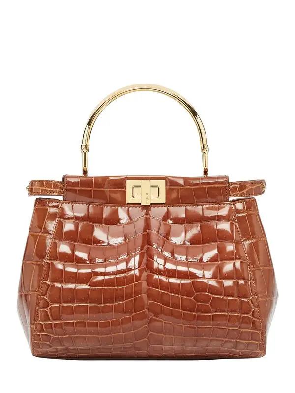 Fendi Peekaboo Mini Crocodile Bag - Brown