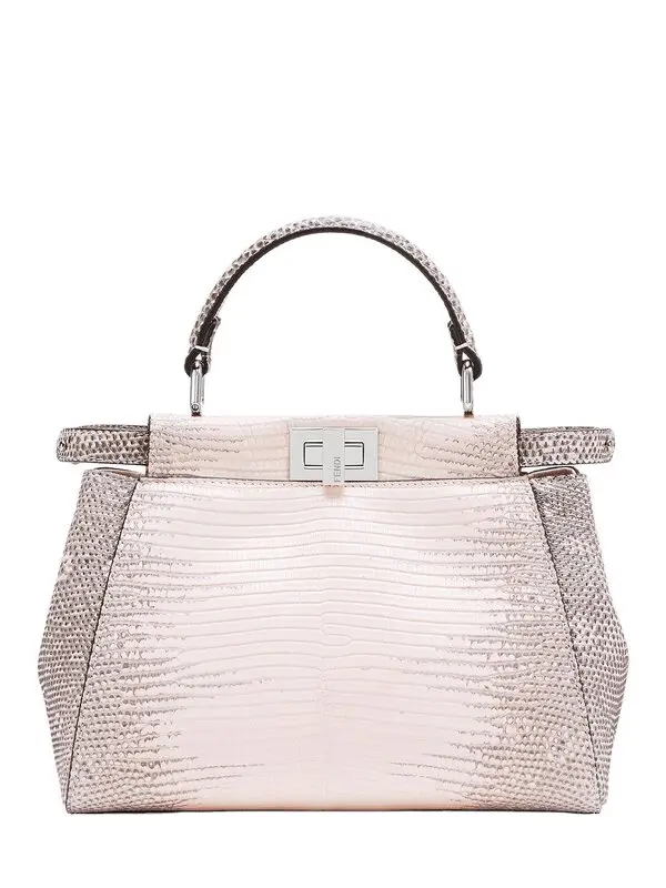 Fendi Peekaboo Mini Gradient Lizard Top Handle Bag - Pink