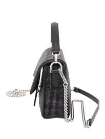 Fendi Baguette Mini Suede Crystal Embellished Bag - Black