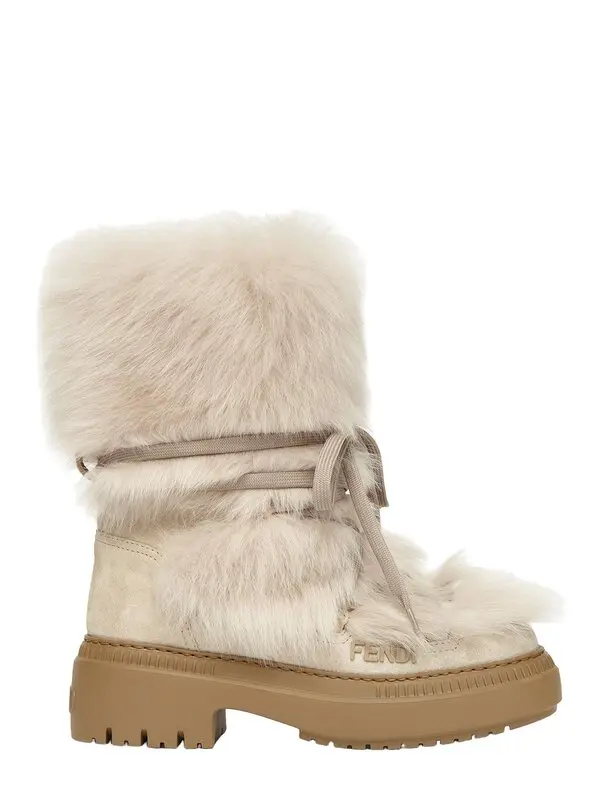 Fendi Sheepskin And Chamois Après-ski Boots - Beige