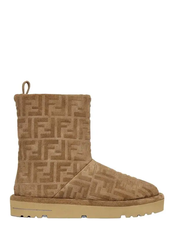 Fendi Chamois Ff Motif Boots - Brown