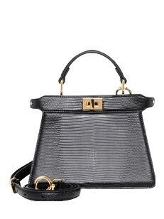 Fendi Peekaboo Iseeu Petite Lizard Top Handle Bag - Black