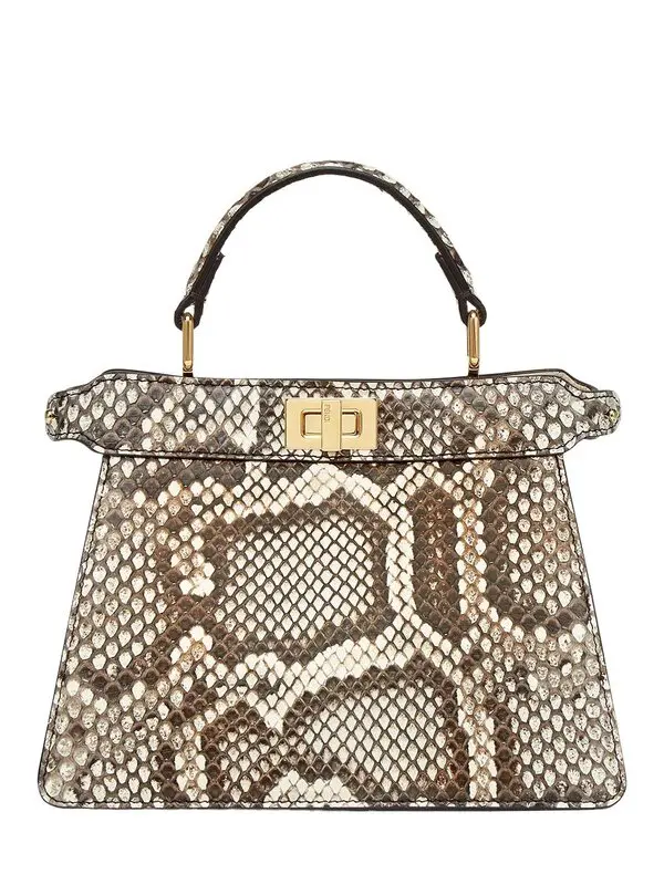 Fendi Peekaboo Iseeu Petite Python Top Handle Bag - Beige
