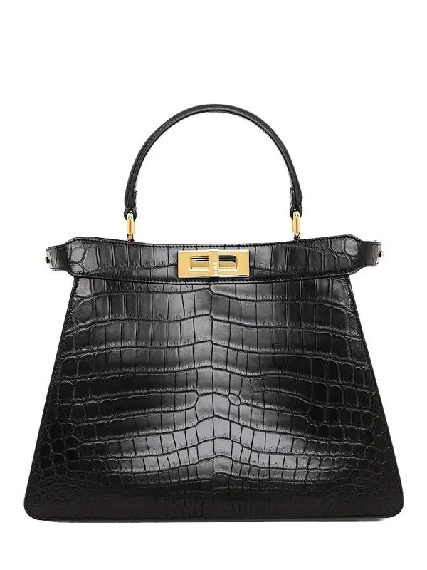Fendi Peekaboo Iseeu Medium Crocodile Bag - Black