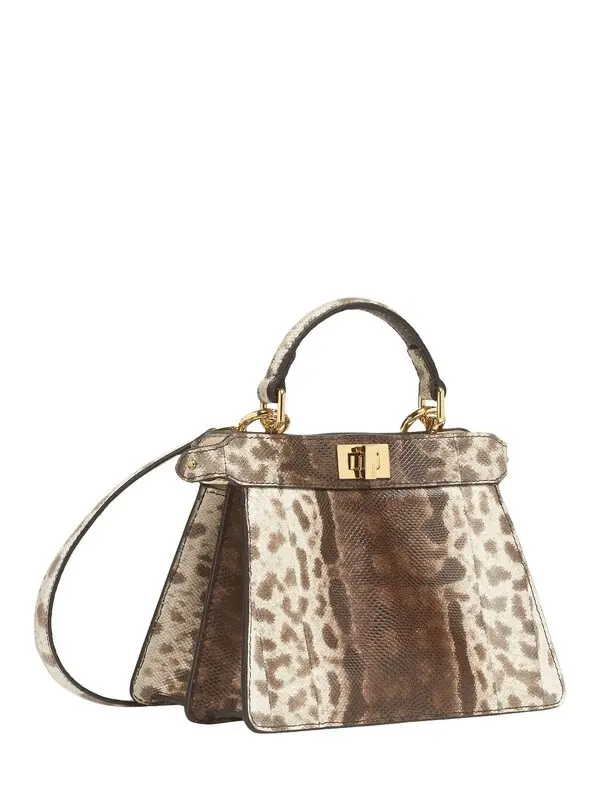 Fendi Peekaboo Iseeu Petite Karung Leather Handheld And Crossbody Bag - Beige