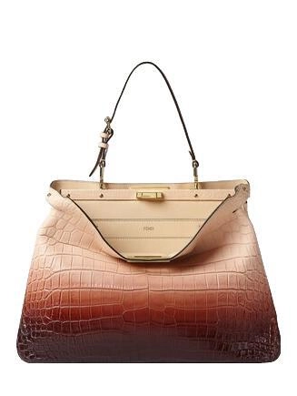 Fendi Peekaboo Soft Large Crocodile Bag - Pink