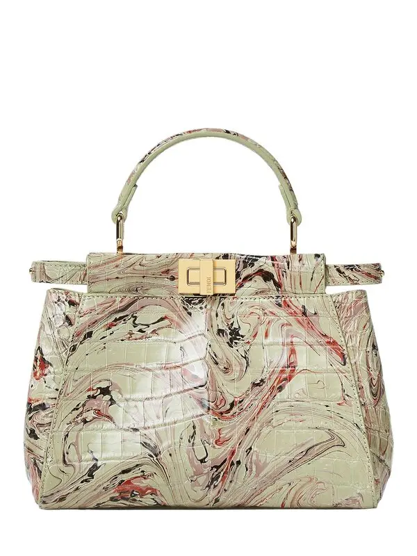 Fendi Peekaboo Mini Crocodile Bag With Florentine Paper Motif - Multicolour
