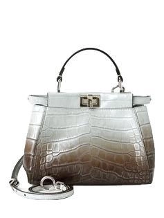 Fendi Peekaboo Mini Crocodile Bag - Grey