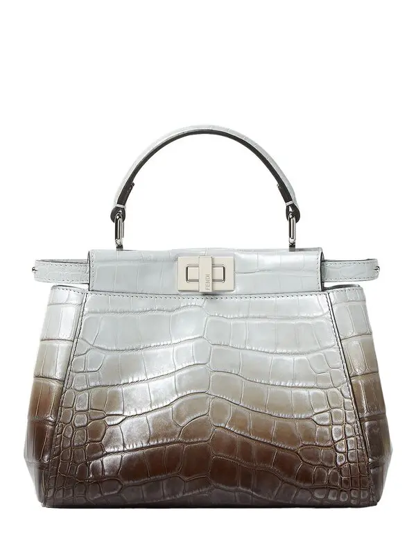 Fendi Peekaboo Mini Crocodile Bag - Grey