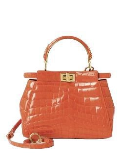 Fendi Peekaboo Mini Crocodile Bag - Orange