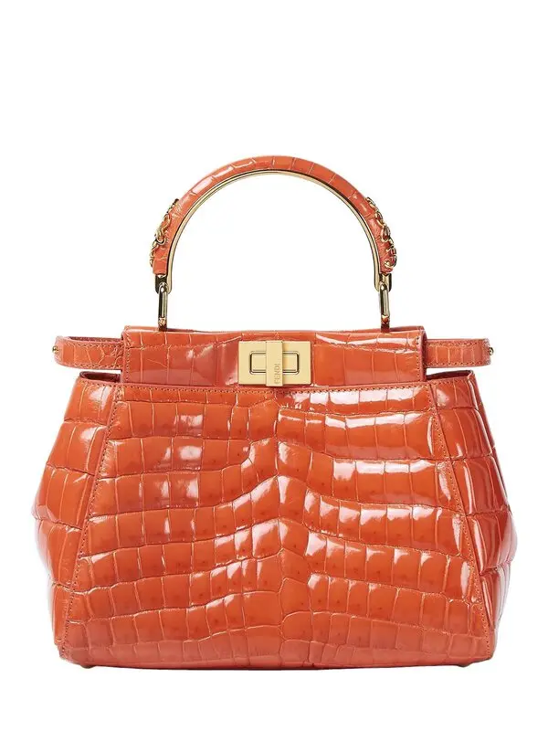 Fendi Peekaboo Mini Crocodile Bag - Orange