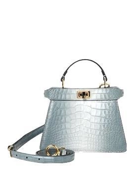 Fendi Peekaboo Iseeu Petite Bag In Crocodile Leather - Grey