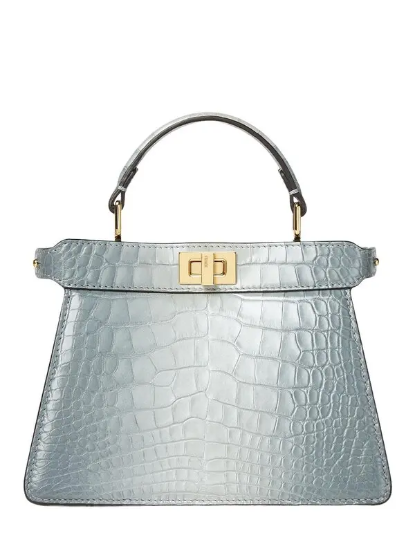 Fendi Peekaboo Iseeu Petite Bag In Crocodile Leather - Grey