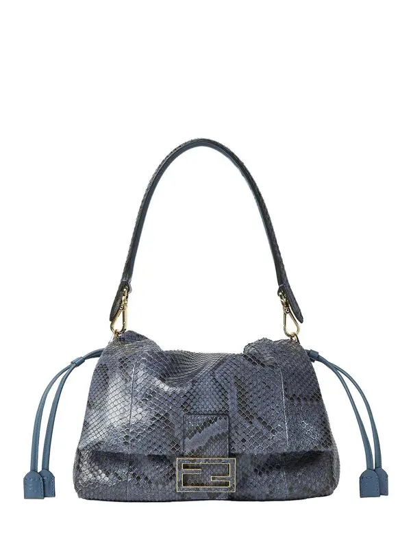 Fendi Mamma Baguette Medium Python Shoulder Bag - Blue