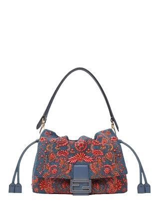 Fendi Mamma Baguette Medium Bag With Micro Bead Embroidery - Multicolour