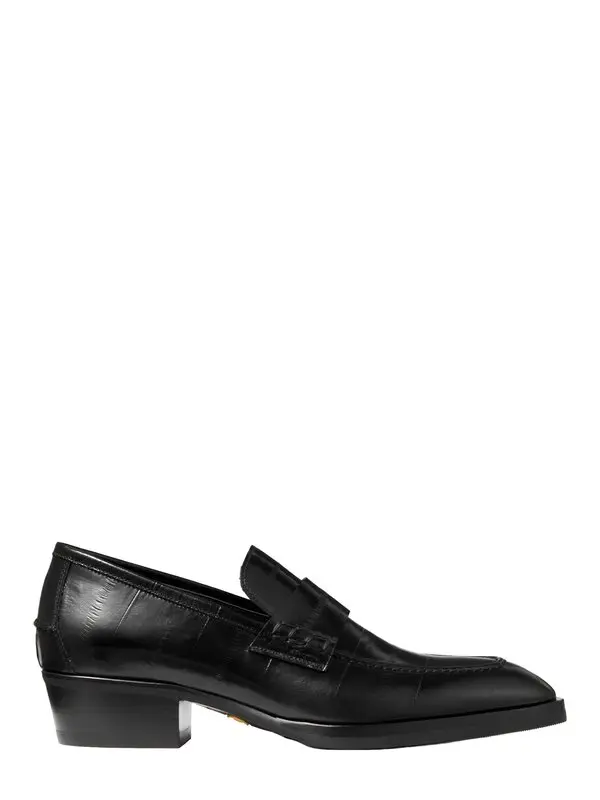 JIMMY CHOO Wilder Loafer M Eel-embossed Leather Loafers - Black