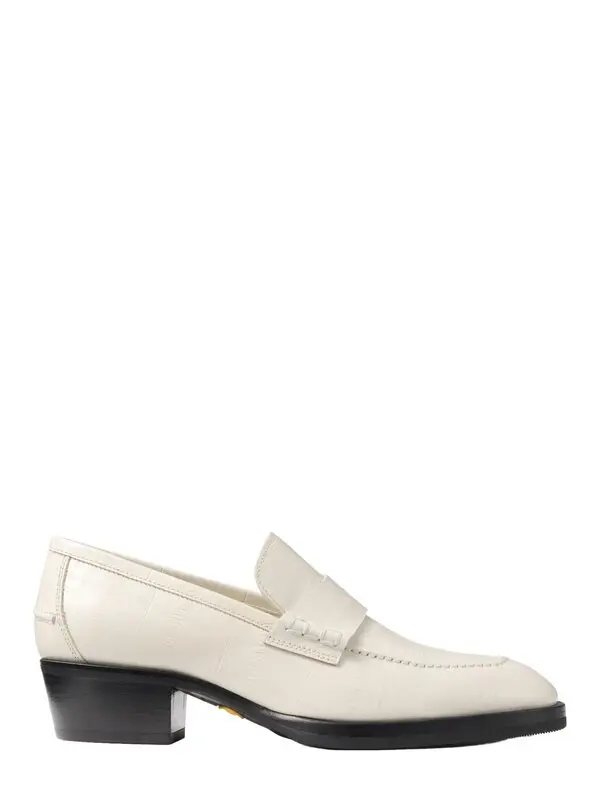JIMMY CHOO Wilder Eel-embossed Leather Loafers - Bone