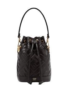 Fendi Mon Tresor Bucket Bag With Embossed Ff Motif - Black