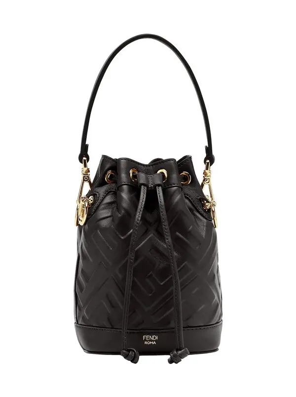 Fendi Mon Tresor Bucket Bag With Embossed Ff Motif - Black