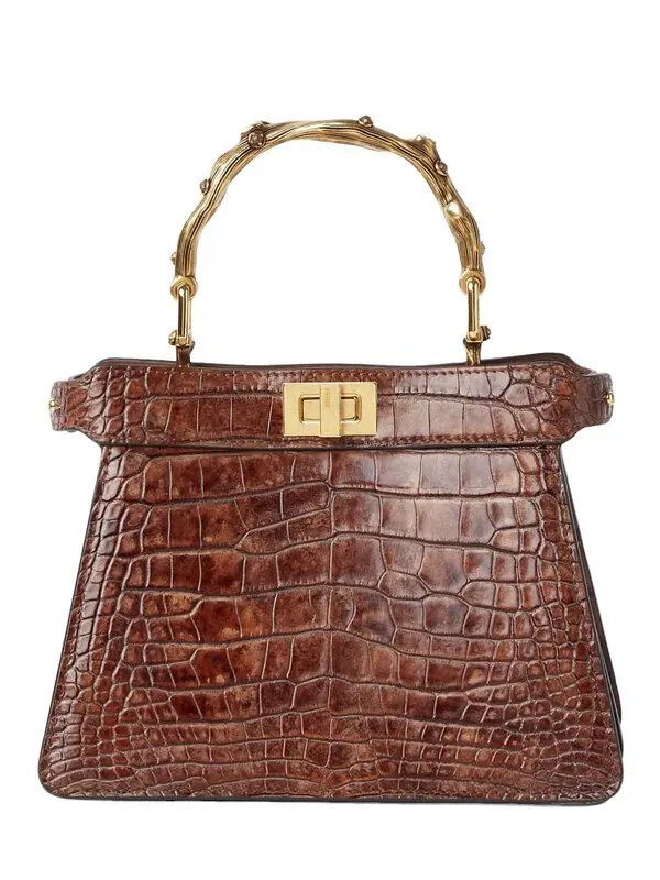 Fendi Peekaboo Iseeu Petite Crocodile Leather Bag - Brown
