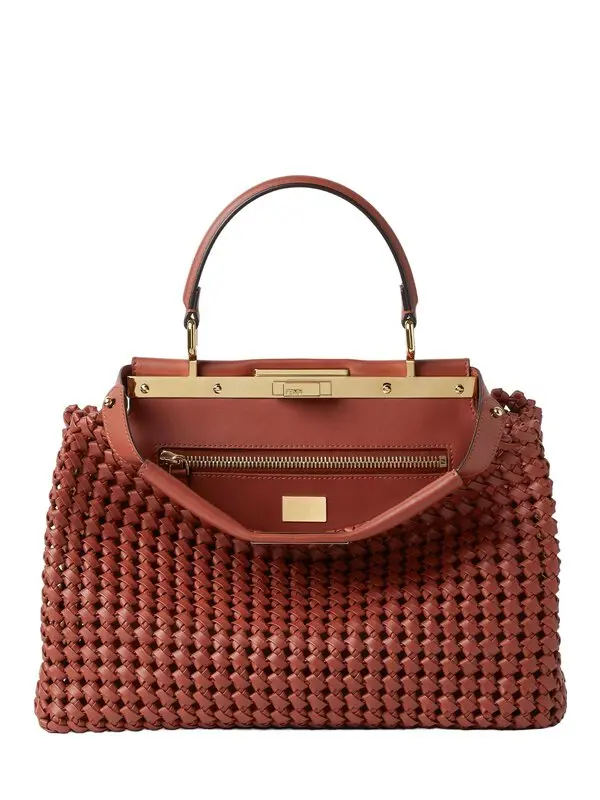 Fendi Peekaboo Medium Hand-woven Calfskin Bag - Brown