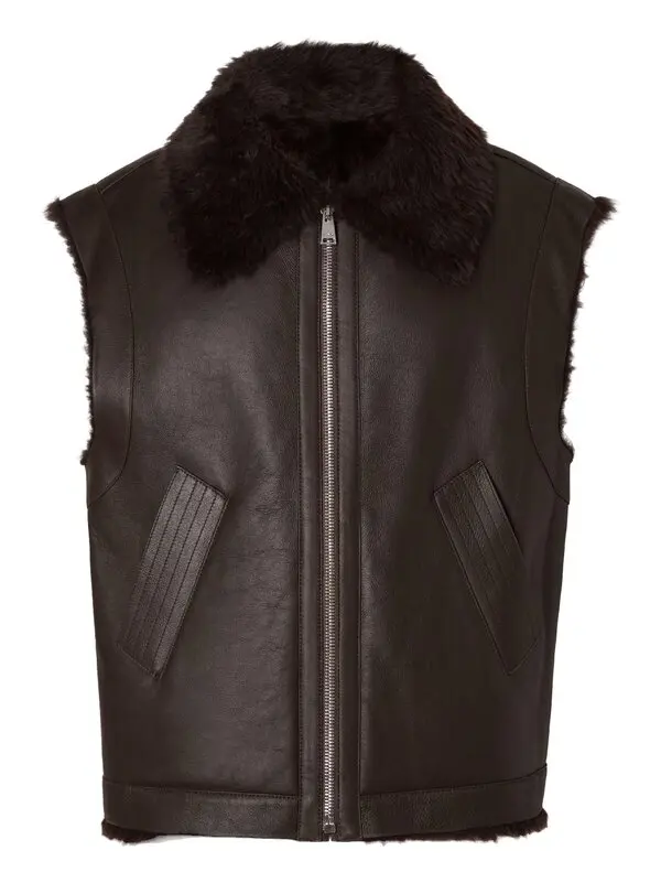 Fendi Shearling Cropped Gilet - Brown