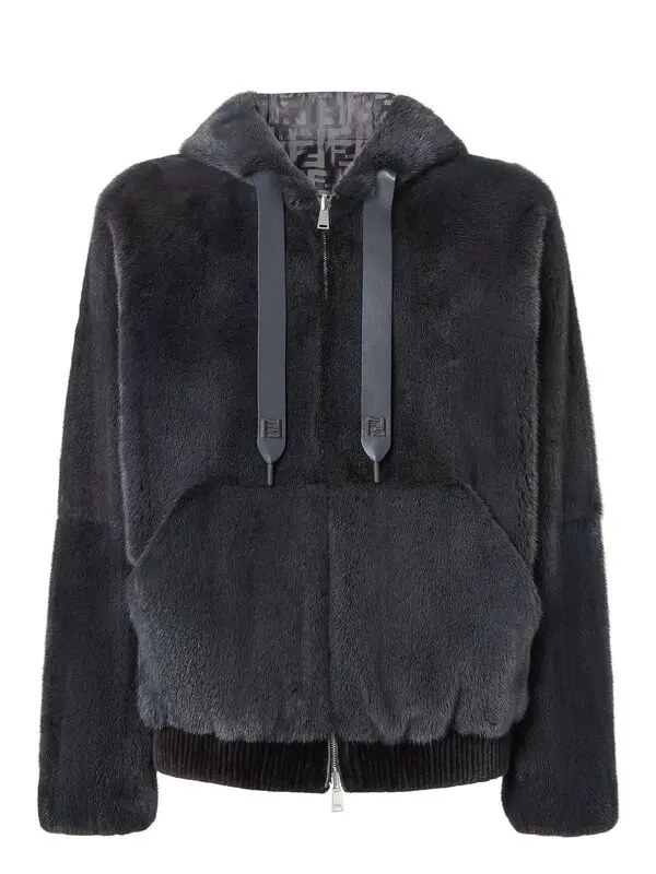 Fendi Reversible Mink Blouson With Ff Detail - Black