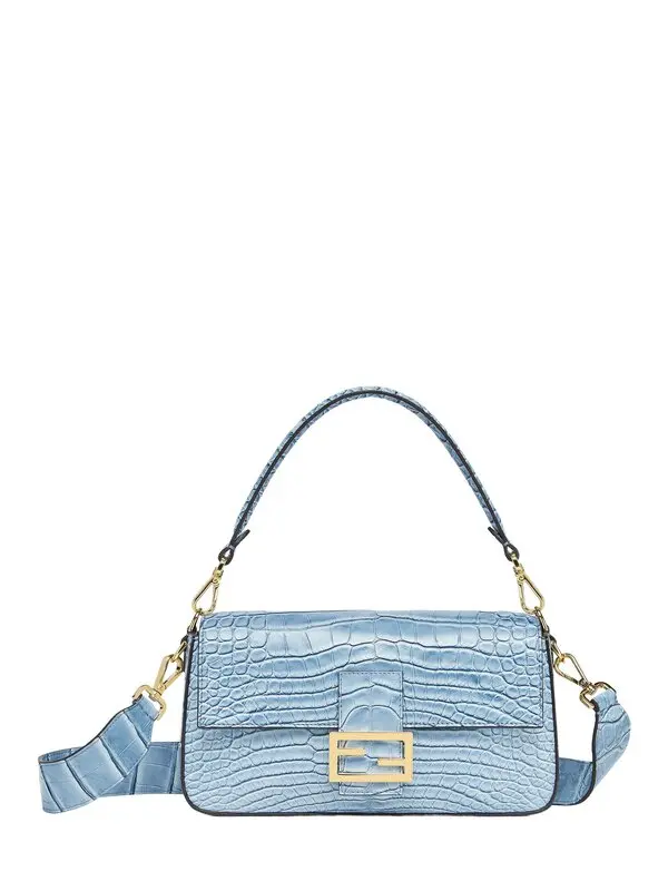Fendi Baguette Medium Alligator Bag - Light Blue