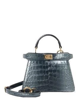 Fendi Peekaboo Iseeu Petite Bag In Crocodile Leather - Blue