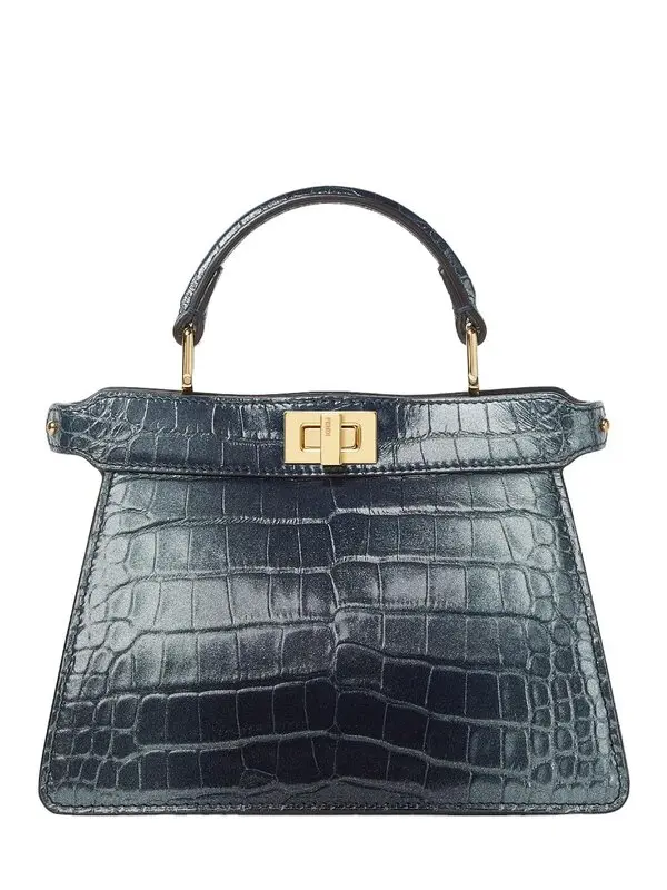 Fendi Peekaboo Iseeu Petite Bag In Crocodile Leather - Blue