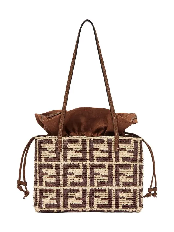 Fendi Small Raffia Shopper Bag - Brown