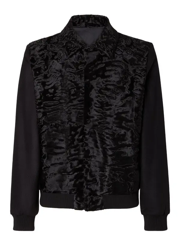 Fendi Swakara And Cashmere Knit Blouson - Black