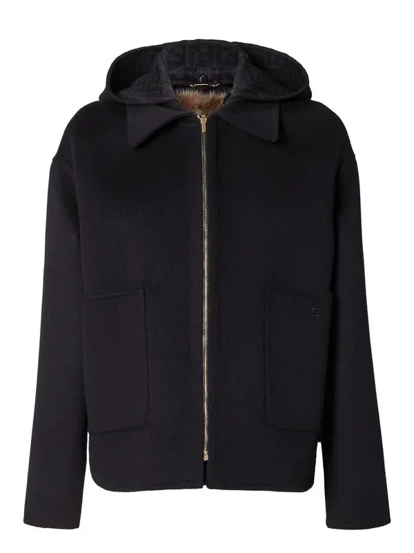 Fendi Short Wool Blouson Jacket With Detachable Fur Gilet - Beige