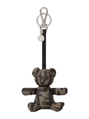 Fendi Ff Jacquard Teddy Bear Key Charm - Brown