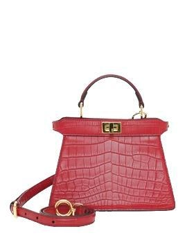 Fendi Peekaboo Iseeu Petite Crocodile Leather Handbag - Red