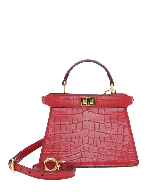 Fendi Peekaboo Iseeu Petite Crocodile Leather Handbag - Red