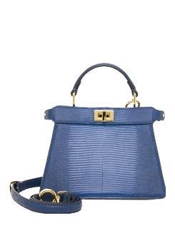 Fendi Peekaboo Iseeu Petite Lizard Top Handle Bag - Blue