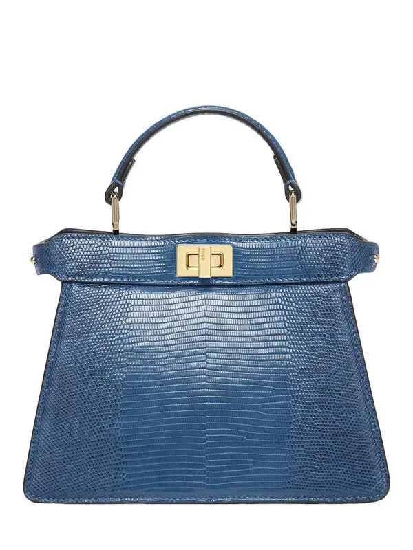 Fendi Peekaboo Iseeu Petite Lizard Top Handle Bag - Blue