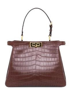 Fendi Peekaboo Soft Medium Crocodile Leather Handbag - Brown