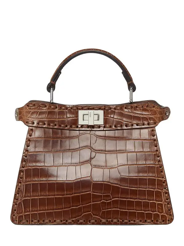 Fendi Selleria Peekaboo Iseeu Petite Crocodile Bag - Brown
