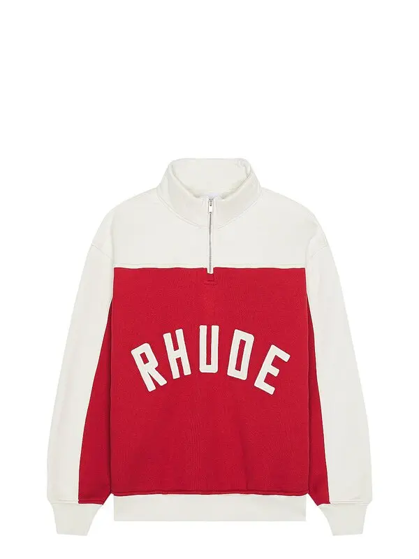 Rhude Contrast Quarter Zip Varsity - Red
