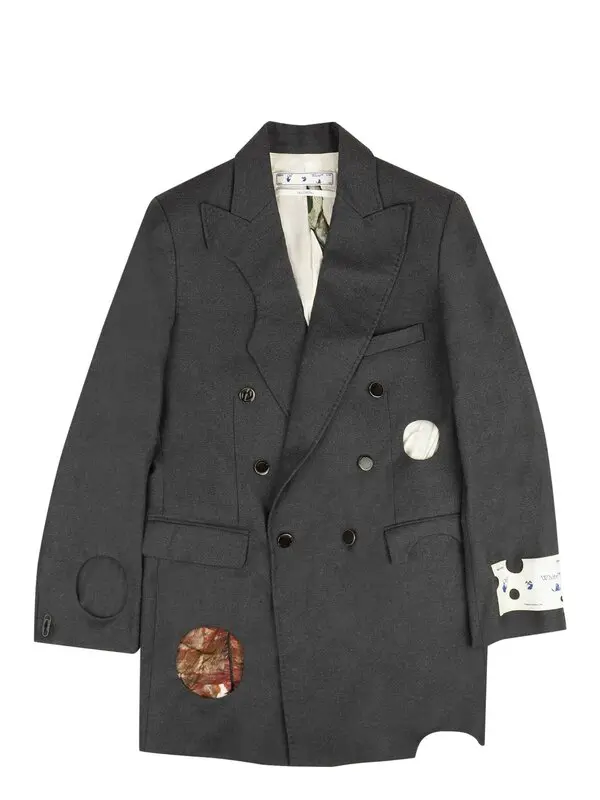 Off-White Meteor Window Double-breasted Blazer - Grey