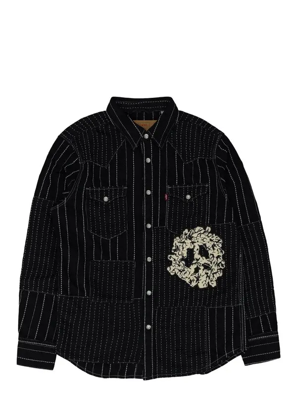 DENIM TEARS X Levi's Overdyed Western Button Up Shirt - Black