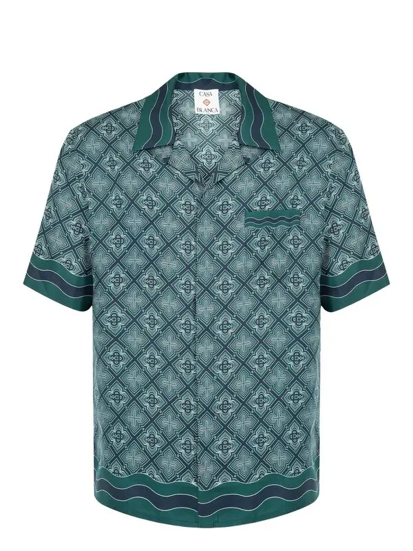 Casablanca Short Sleeve Shirt With Radiating Monogram Print - Multicolor