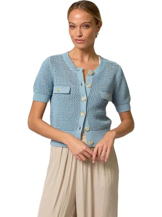 Central Park West Iris Tape Yarn Cardigan - Blue