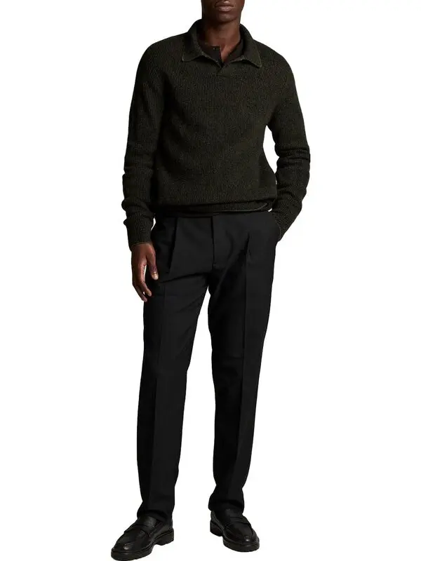 Vince Owen Athletic Twill Pleated Trouser - Black