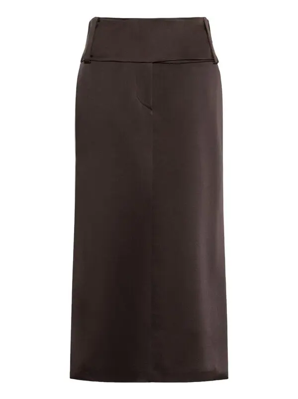 Max Mara Straight-fit Long Satin Skirt - Chocolate